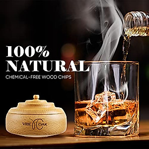 VibeOak Cocktail Smoker Kit with Torch 4 Flavors Wood Chips Bourbon - Cocktail Smoker Drink Whiskey Gift for a Friend - Easy to Use Drink Smoker Old Fashioned Cocktail Kit (Without Butane) (Black)