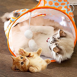 Cat Tunnel Bag Toy, 2024 New Tunnel Bored Cat Pet Toys Cat Tunnels for Indoor Cats, Funny Portable Interactive Kitten Play Toy, Crinkle Paper Collapsible Cat Drill Sleeping Bag with Mouse Toy (#A1)