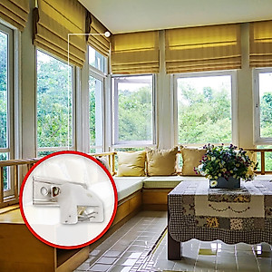 Amazing Drapery Hardware White Roman Shade Cord Lock with Brass Wheels - Holds up to 3 Lift Cords, Suitable for Roman and Woven Wood Shades - 1-Pack