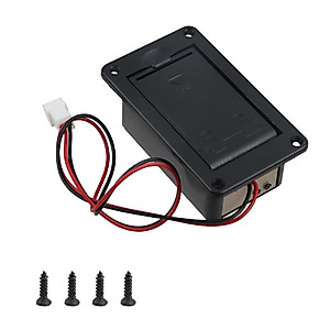 Geesatis 1 pcs 9V Battery Box Case Holder Guitar Plastic 2-Pin Black Pickup Battery for Guitar Bass Pickup Replacement Tool, No Terminal