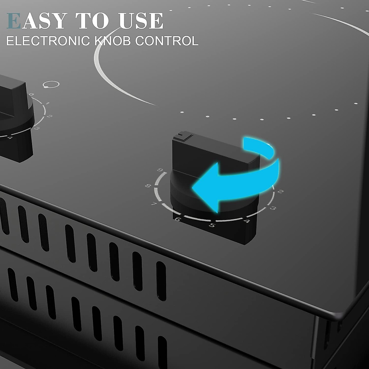 Hobsir hob 2 Burner Electric Cooktop, 110v Electric Burner Stove Top 12 inch Knob Control Countertop & Built-in Radiant Electric Stove with Residual Heat Indicator, Over-Temperature Protection