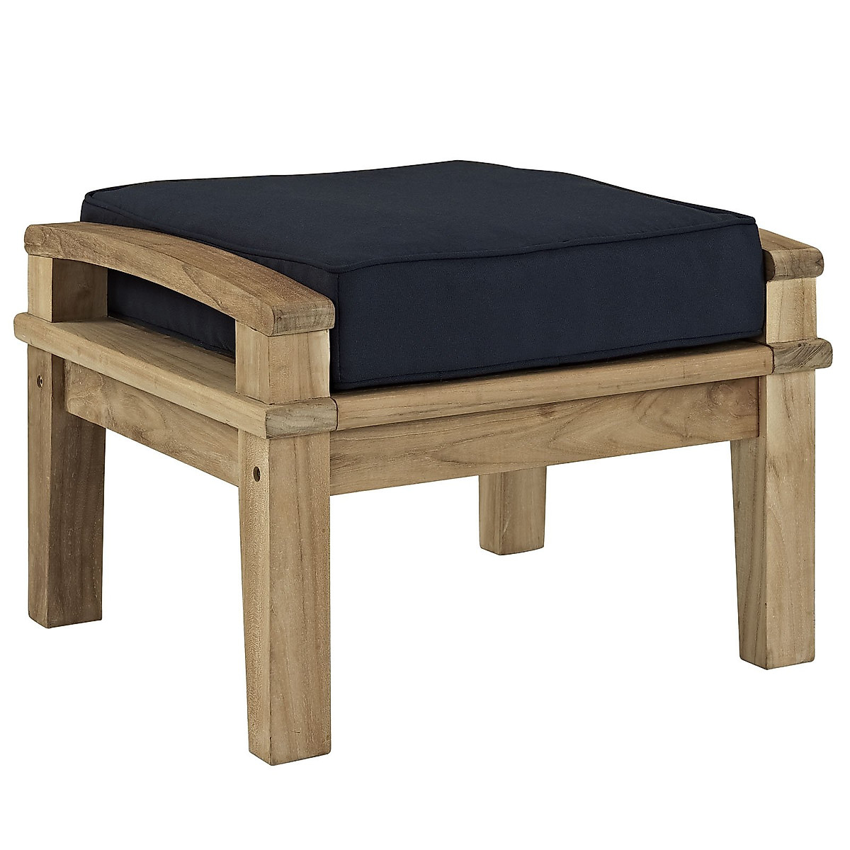 Modway EEI-1152-NAT-NAV-SET Marina Premium Grade A Teak Wood Outdoor Patio Ottoman, Natural Navy