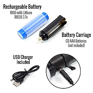 ASR Federal 300 Lumens Adjustable LED Flashlight Set with Rechargeable Batteries and Traffic Wand, 10pc