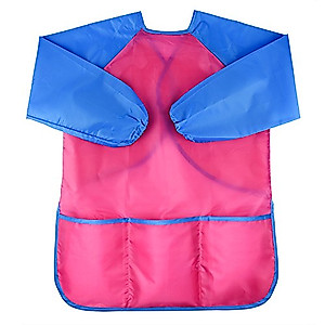 KUUQA Waterproof Art Smock, Kids Art Aprons Children's Art Smock Long Sleeve with 3 Roomy Pockets (Paints and Brushes not included)