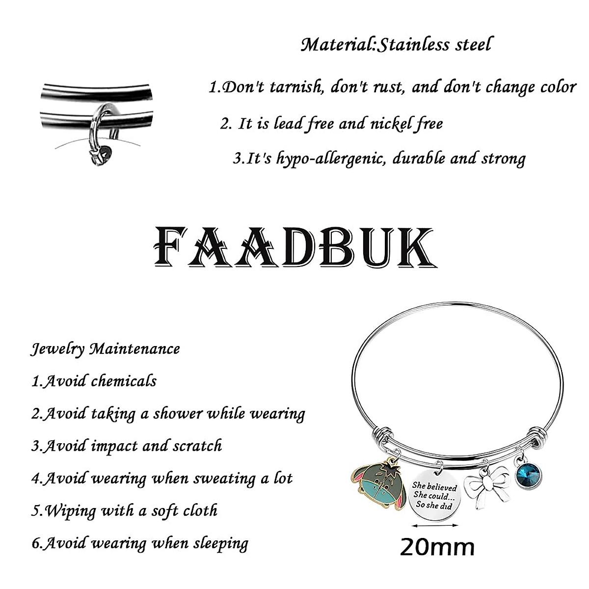 FAADBUK Eeyore Bracelet Eeyore Lover Gift She Believed She Could So She Did Inspiration Gift for Her (Donkey Bracelet)