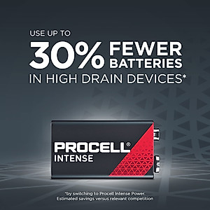 PROCELL Alkaline Intense 9V Batteries, 9-Volt Alkaline for High Drain Professional Devices, 9V Battery with Long-Lasting Power, All-Purpose 9V Industrial Batteries, 72-Count Bulk Pack