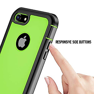 ImpactStrong iPhone 7/8 Case, Ultra Protective Case with Built-in Clear Screen Protector Full Body Cover for iPhone 7 2016 /iPhone 8 2017 (Lime Green)