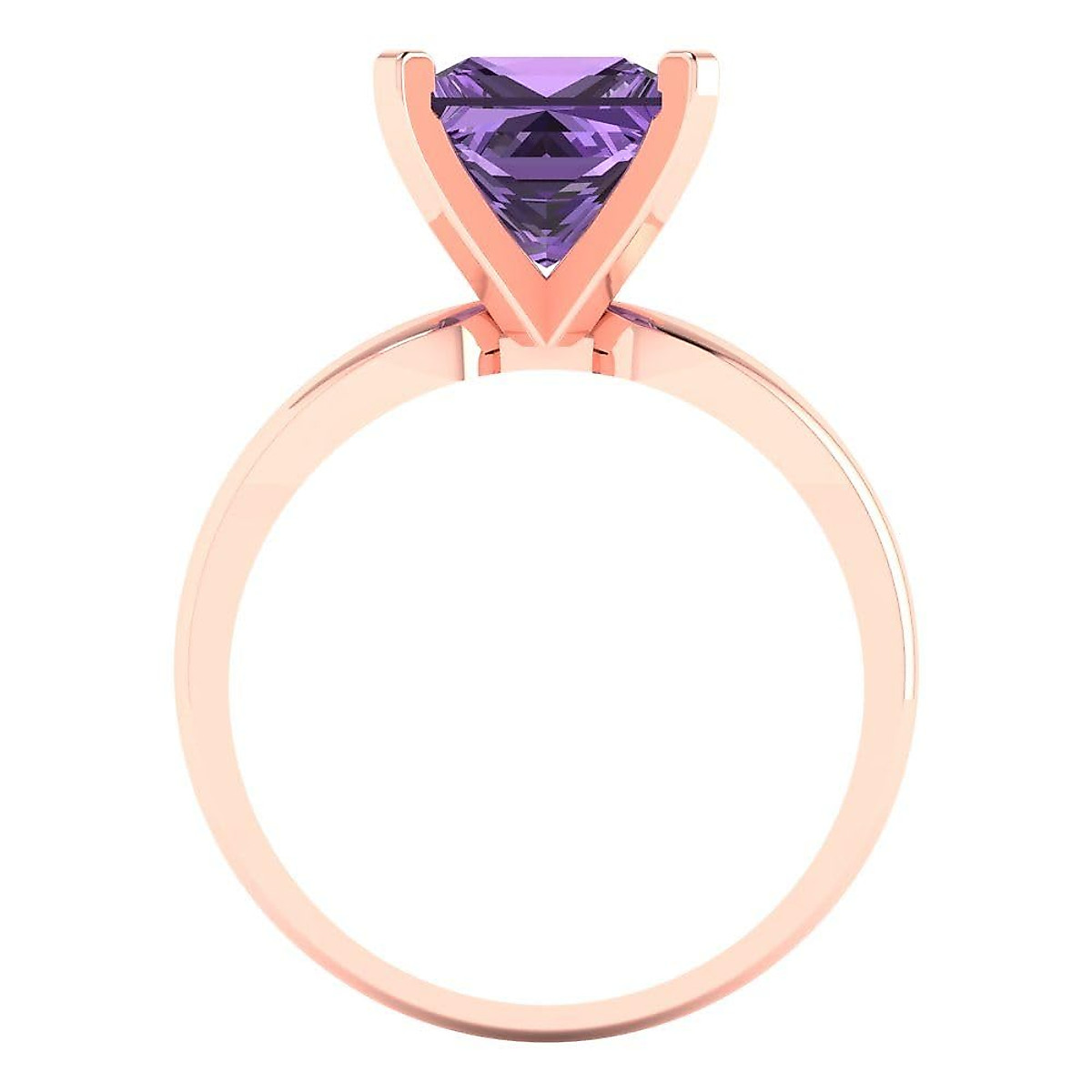 Clara Pucci 2.5ct Princess Cut Solitaire Simulated Alexandrite Engagement Wedding Bridal Wedding Anniversary Ring in 14k Rose Gold 7.75