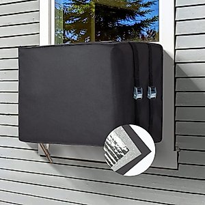 Window AC Insulation Cover for Outside Unit, Outdoor Dust-Proof and Waterproof, 3 Layers, 25.2"L × 18.6"H × 19.8"D - Black