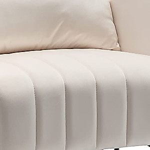 SZUBEE Modern Velvet Nursery, Accent Rocking Chair with with Solid Metal Legs, Upholstered Comfy Glider Rocker for Reading, Bedroom and Living Room,Beige