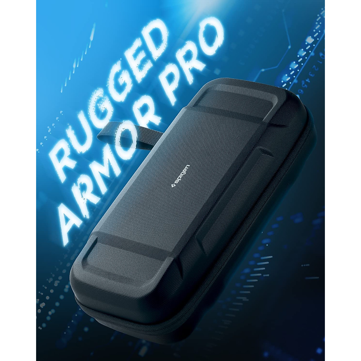 Spigen Rugged Armor Pro Designed for Steam Deck LCD (2022) / Steam Deck OLED (2023) Hard Shell Travel Carrying Case with Pockets for Accessories and Original Charger Storage Bag Carry Case - Black