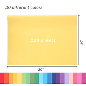 3 otters 120 Sheets Tissue Paper for Gift Bags, Colorful Gift Wrapping Tissue Paper 20x14 Inch Art Craft Paper for Wedding Birthday Party 20 Assorted Colors