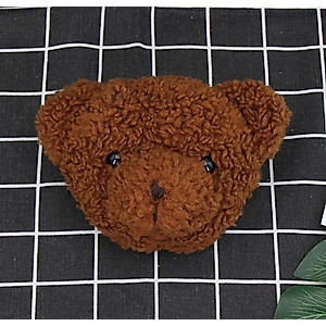 QZUnique Women Bear Head Animal Cartoon Messenger Bag Faux Fur Handbag Shoulder Bag Crossbody Bags