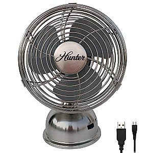 HUNTER Personal Retro USB Fan, 5" inch, Brushed Nickel