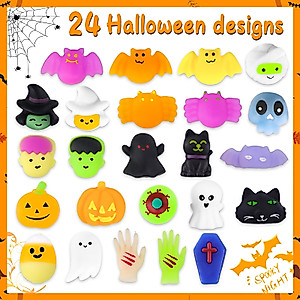MGparty 24pcs Halloween Squishies Toys for Kids Halloween Party Favors Halloween Goodie Bag Fillers Prizes Halloween Decorations Stress Relief Toys for Adults