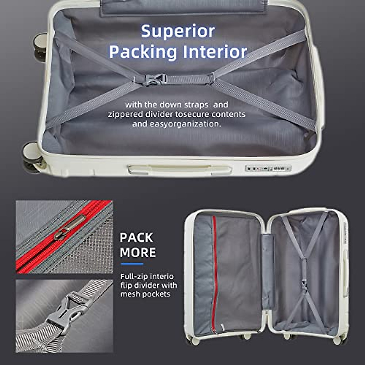 Joyway 20 In Carry On Luggage with Spinner Wheels,Hardside Luggage Sets PP Durable Suitcase with TSA Lock(Grey,20inch)