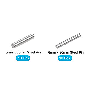 uxcell 5X 30mm and 6X 30mm Dowel Pin 304 Stainless Steel Cylindrical Shelf Support Pin for Connecting and Positioning, 20in 1 Set