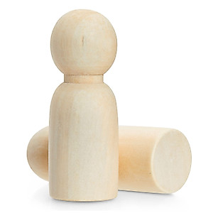 Juvale Set of 50 Unfinished Wood Peg Dolls Family, Wooden People for Crafts, Dollhouse Figures (5 Sizes)