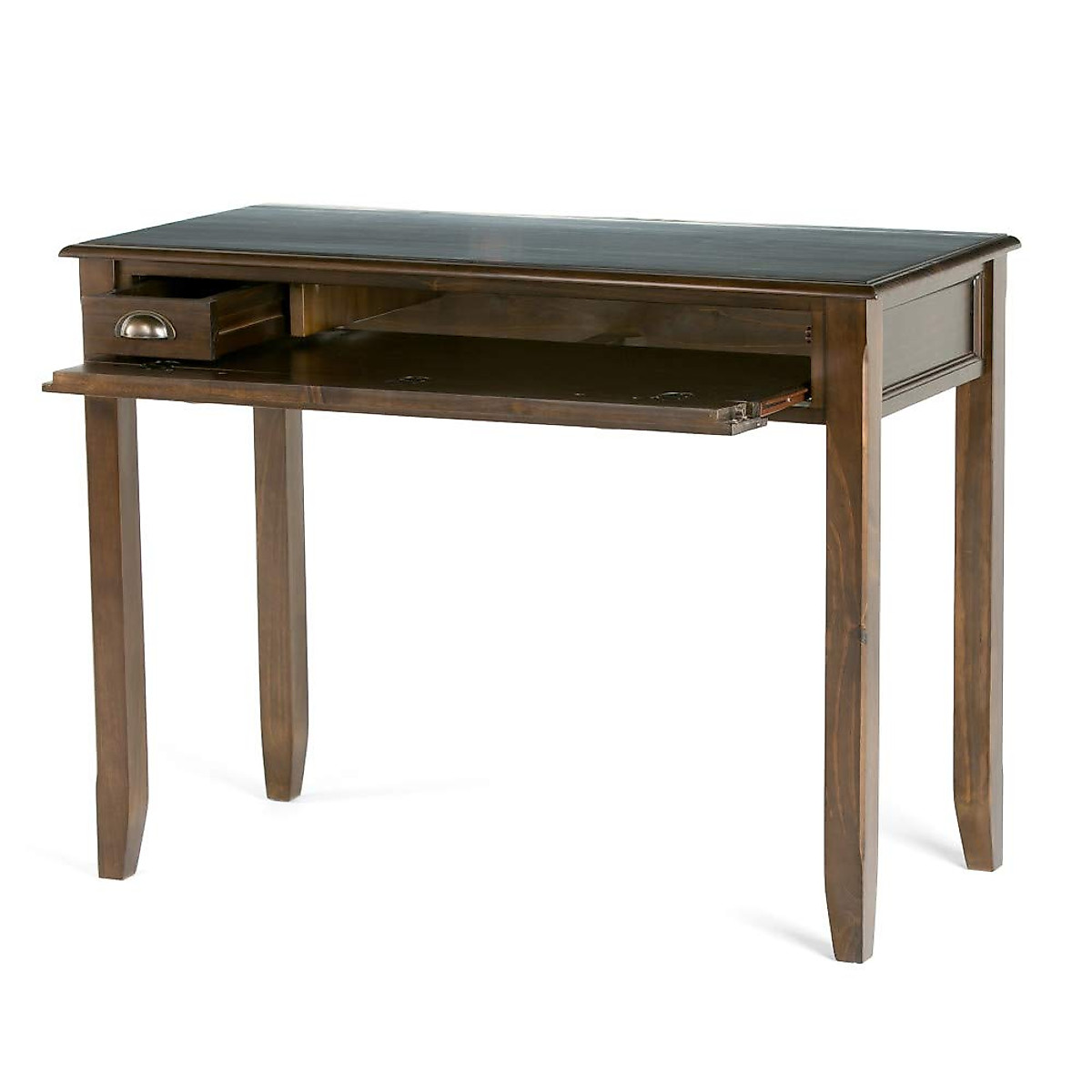 SIMPLIHOME Burlington SOLID WOOD 42 inch Wide Home Office Desk, Writing Table, Workstation, Study Table Furniture in Mahogany Brown with 1 Drawer