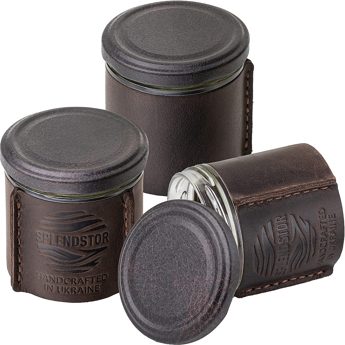 Authentic Glass Storage Jars, 165ml, 3 Pack Air Tight Glass Containers, Durable Metal Lids, UV Blocking and Airproof Jar to Keep Herbs and Spices