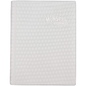 Monster 4 Pocket Trading Card Album- 20 Side Loading, Theft Deterrent, Padded Pages for Extra Protection- Deluxe Binder Holds 160 Yugioh, MTG, Magic The Gathering, Pokémon & Sport Cards-Holofoil White