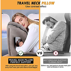 PVC Inflatable Travel Pillow Portable Headrest Chin Support Cushions for Airplane Plane Car Office Rest Neck Nap Pillows,Black