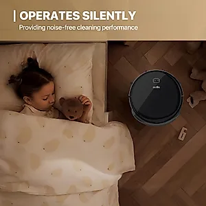 mollie Robot Vacuum and Mop with Wi-Fi/App, Automatic Self-Charging Robotic Vacuum Cleaner, 2800Pa Suction, Slim, Good for Hard Floors Carpets, Black