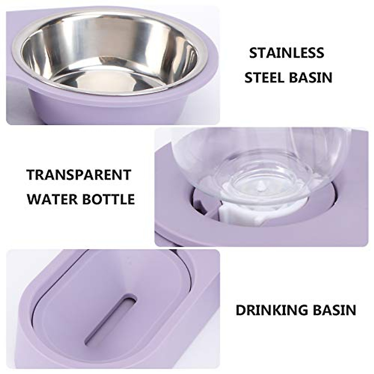 Balacoo Dog Water Food Bowl Set Automatic Pet Food Water Dispenser Rotating Corner Folding Dog Bowl for Cat Puppy Small Dogs (Purple) Rabbit Food Bowl