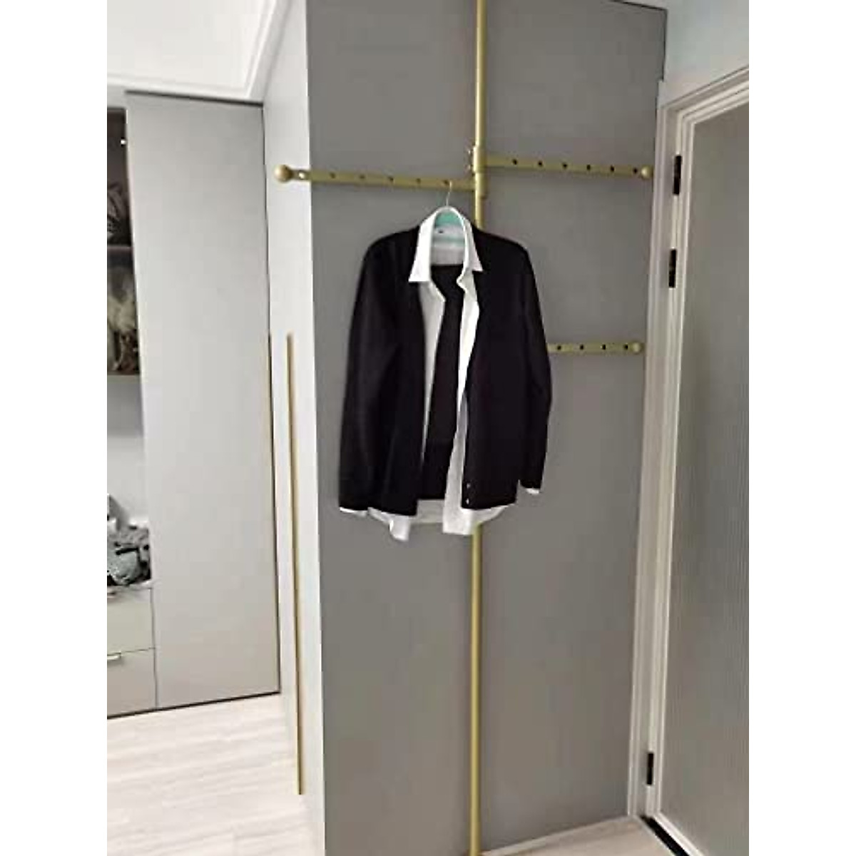 BIFCIOFH Adjustable Clothing Rack, 4-Tier Standing Metal Clothing Rack, Heavy Duty Vertical Pole Garment Rack, Closet Organizer System