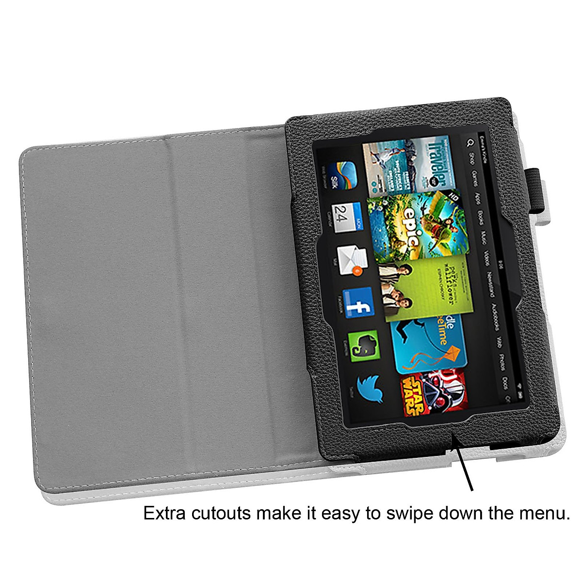 Fintie Folio Case for Kindle Fire HD 7" (2013 Old Model) - Slim Fit Folio Case with Auto Sleep/Wake Feature (Will only fit Amazon Kindle Fire HD 7, Previous Generation - 3rd), Black