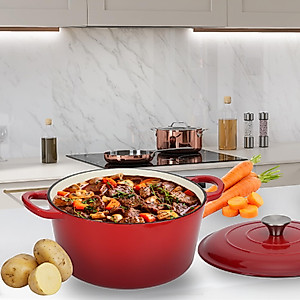 GreatChef Enameled Cast Iron Dutch Oven Casserole with Lid, 5.5 Quart, Oven Safe up to 500°F - Heavy-Duty, Versatile Cookware for Marinating, Cooking, Baking, Refrigerating, and Serving