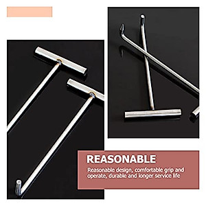 HANABASS Ing Style Pull Drain Handle for Open Steel Stainless Llift Lifter Duty Home Grate Tool Long Hook Shutter Meat Silver Manhole Pulling Storm Door Shape Hooks Lift Heavy T Cover