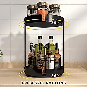 CASUN 2-Tier Turntable Spice Rack,Lazy Susans, Rotating Spice Rack Storage Tray for Spice Sorting, Lazy Susan Turntable Organizer for Cabinet (Medium)