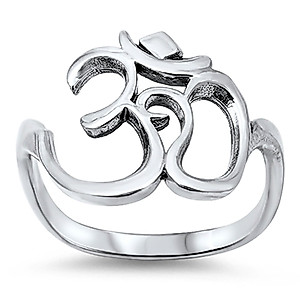 Women's Om Sign Symbol Open Unique Ring New .925 Sterling Silver Band Size 6