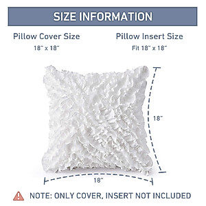 Leeden 18x18 Pillow Covers, Cushion Throw Pillow Cover Pillowcase Set of 2, Farmhouse Decorative Cushion case, 3D Design Handmade Pillowcase with Ruffles, White
