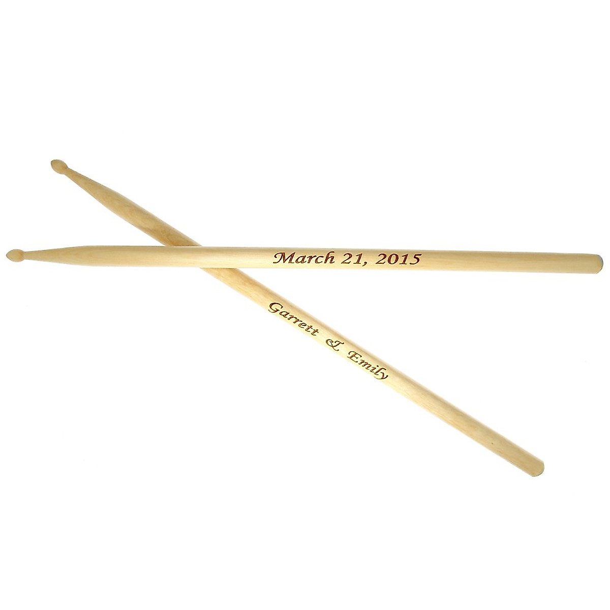 Drumsticks Set of Monogrammed Personalized Professional Grade Wooden Drumsticks