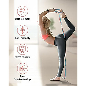 Tumaz Yoga Strap/Stretch Bands [15+ Colors, 6/8/10 Feet Options] with Extra Safe Adjustable D-Ring Buckle, Durable and Comfy Delicate Texture - Best for Daily Stretching, Physical Therapy, Fitness