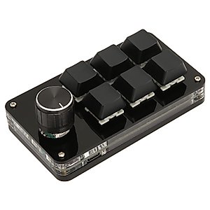Yunseity Macro Mechanical Keyboard, 6 Keys Mini OSU Keyboard with Knob Design, Professional HID Programmable Macro Keypad for Gaming