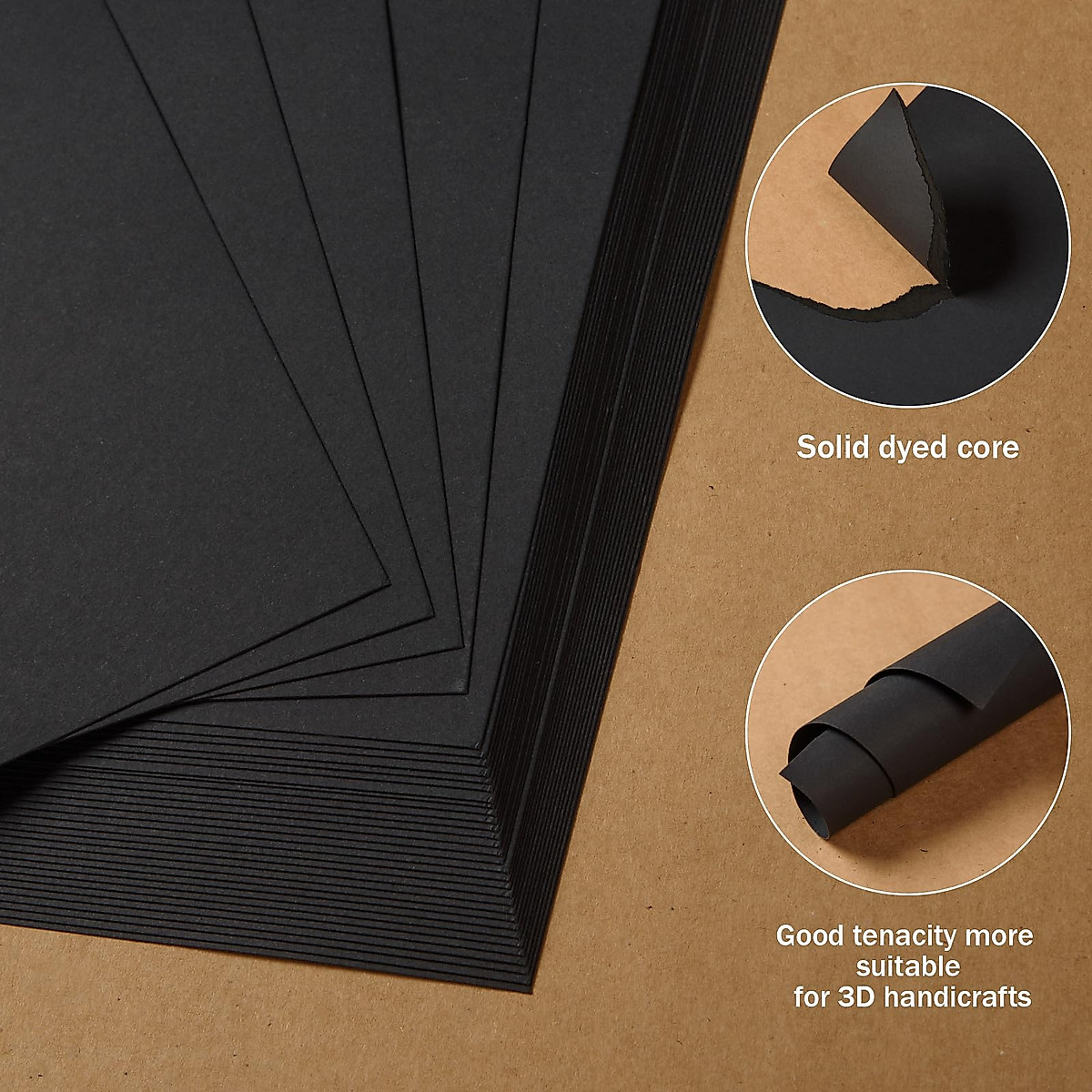 120 Sheets Black Cardstock 8.5 x 11" Thick Paper, 250gsm/92lb Heavy Card Stock Construction Paper, Premium Printer Paper for DIY Crafts, Card Making, Scrapbook Supplies, Invitations, Menus, Postcards