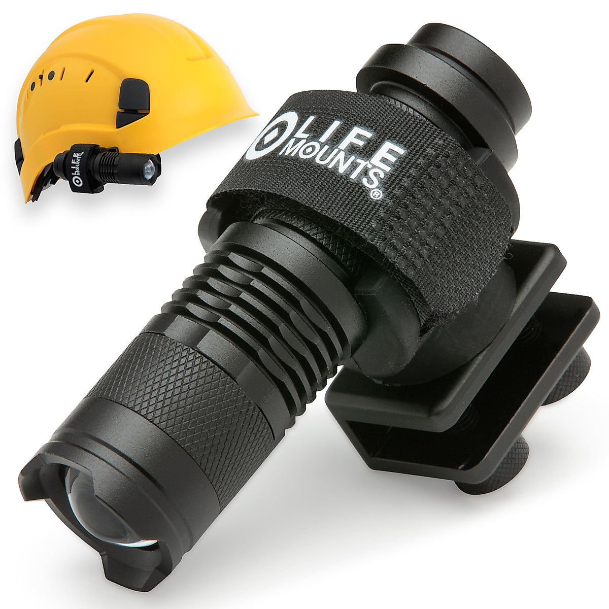 Life Mounts LED Tactical Helmet Light - Illuminates 1000 Feet Ahead - Military and Construction Flashlight with Full 360 Rotation - Weatherproof and Shock-Proof - Easily Detaches for Hand-Held Use