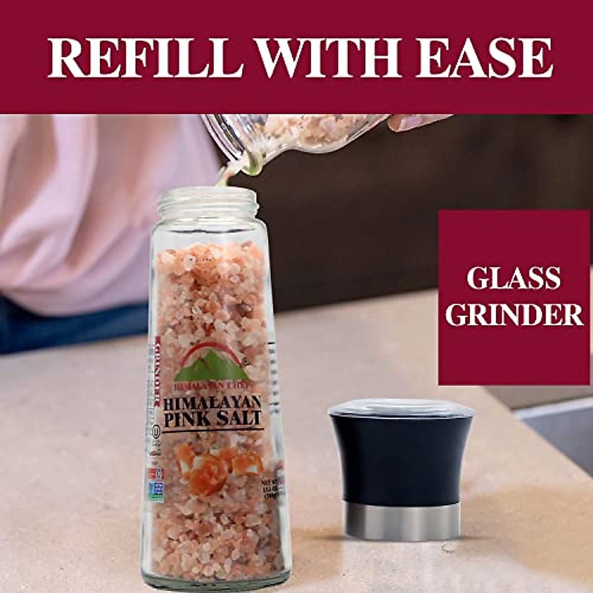 Himalayan Chef Himalayan Pink Salt & Black Pepper Grinder-Set of 2