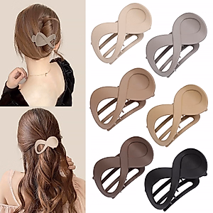 6 Packs Flat Hair Clips, French Concord Hair Clips, Lay Down Claw Clips for Women Girls, Medium Banana Hair Clips for Thin Short Hair, 3.35 Inch Strong Hold Hair Barrettes for Styling Sectioning