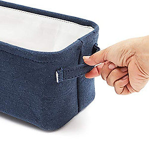 Juvale Dark Blue Fabric Storage Bin for Home and Bathroom (16 x 6 x 5.5 Inches)