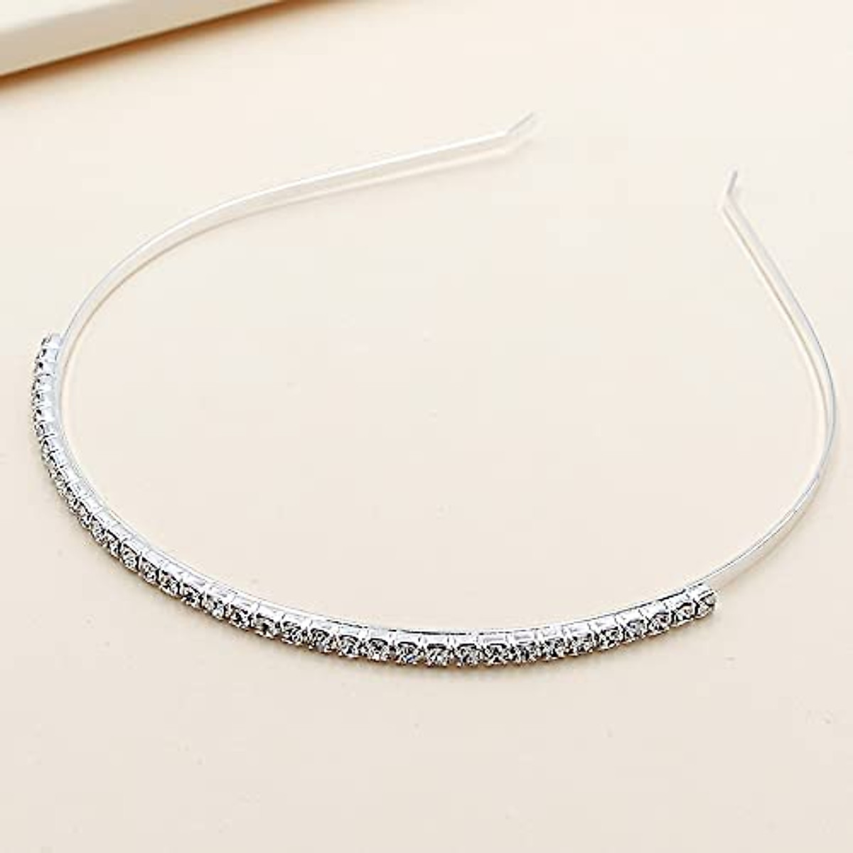 2 Pack Silver Rhinestone Headband for Girls, Metal Hair Styling Accessories, Washing Clip Head Bands, Spa Yoga Workout Running Headbands Children, Back to School Gifts Wedding Gift