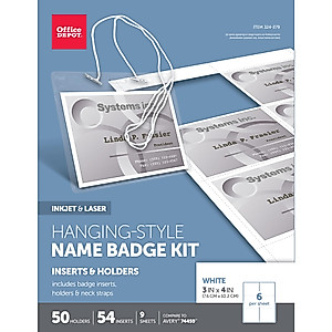 Office Depot® Brand Name Badge Kit, Pack of 50