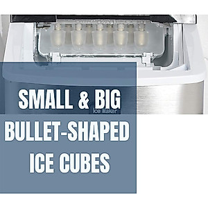 Smad Countertop Ice Maker Machine, Chewable Bullet Ice Chip Maker with Ice Scoop & Basket, 26 Lbs/Day, Silver