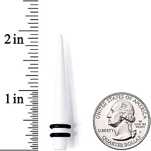 Body Candy 2Pc 2G Womens Ear Expanders White Matte Acrylic Straight Taper Ear Stretching Kit Set of 2 6mm