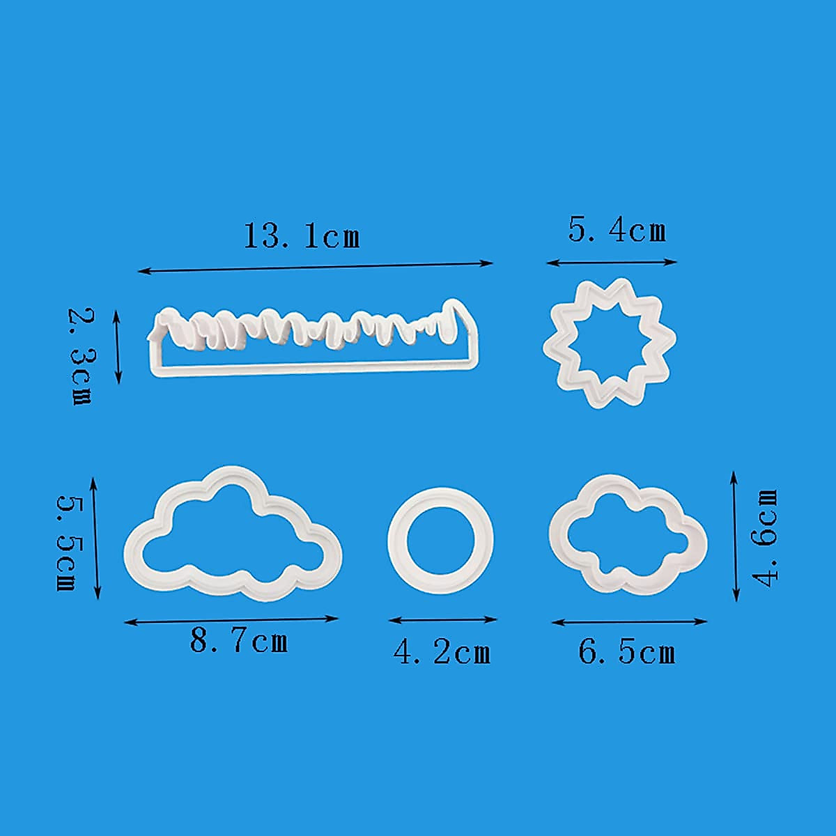 Serduobi 10 Pcs Cloud Cookie Cutters Cloud Cutters Set Sun Baking Molding Grass Cake Decorating Mini Sun Cutters for DIY Cake Fondant Decorating