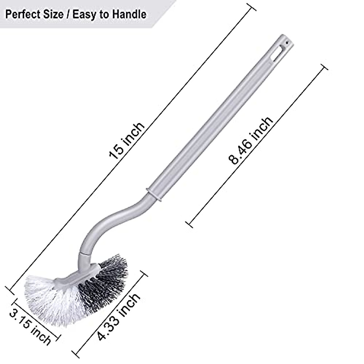 JIANYI Toilet Bowl Brush, Compact Handle Bathroom Brush, Curved Design Angled Cleaner Scrubber with Strong Bristles for Deep Cleaning