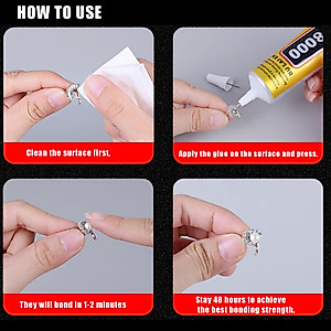 4pcs X 25ML E8000 Glue Clear Jewelry Metal Glue, Upgrade Clear E-8000 Glues Paste Transparent Liquid Fusion Fabric Glue for Phone Repair, Glass, Wooden, Rhinestone Jewelry Crafts, DIY Tumblers